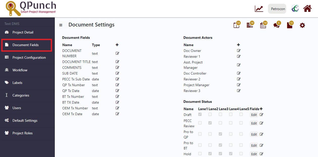 Document Status - QPunch Project Management Software
