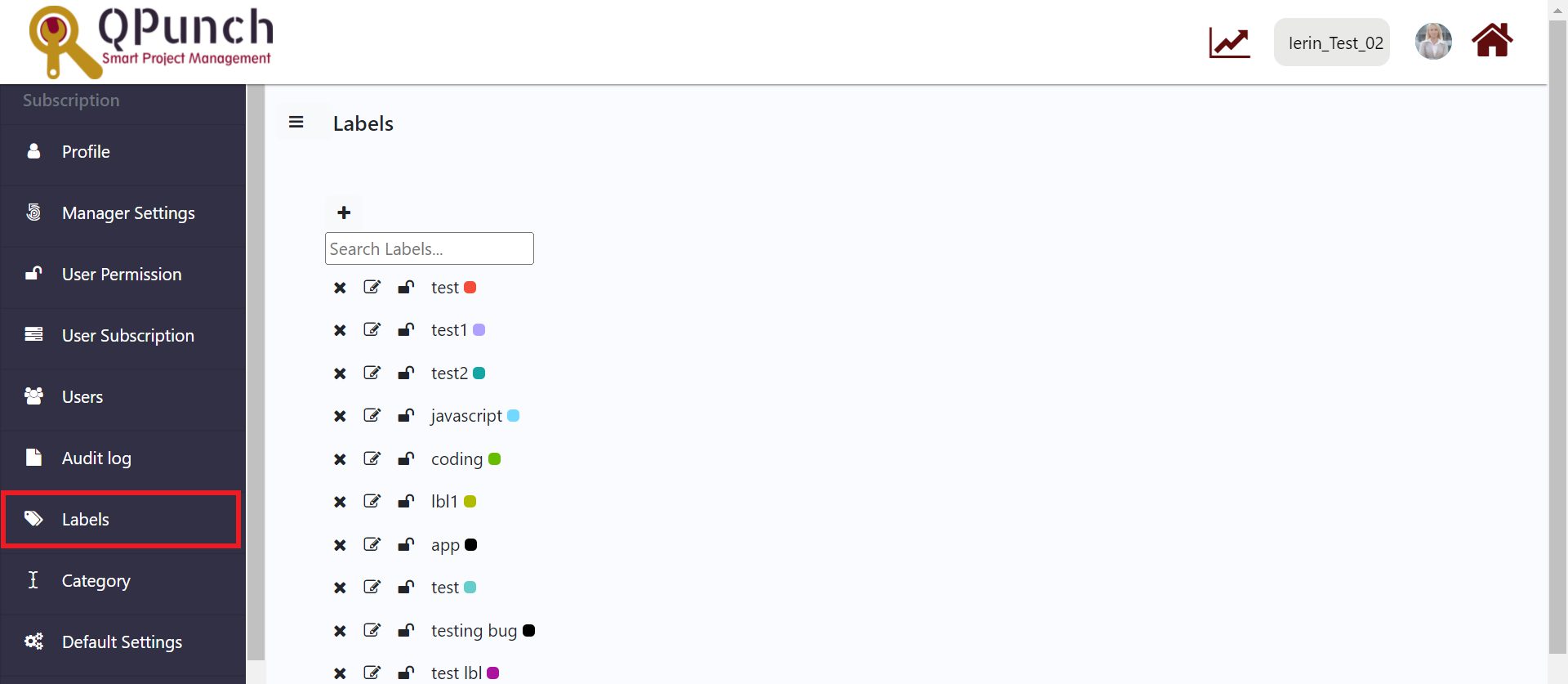 Labels Settings - QPunch Project Management Software
