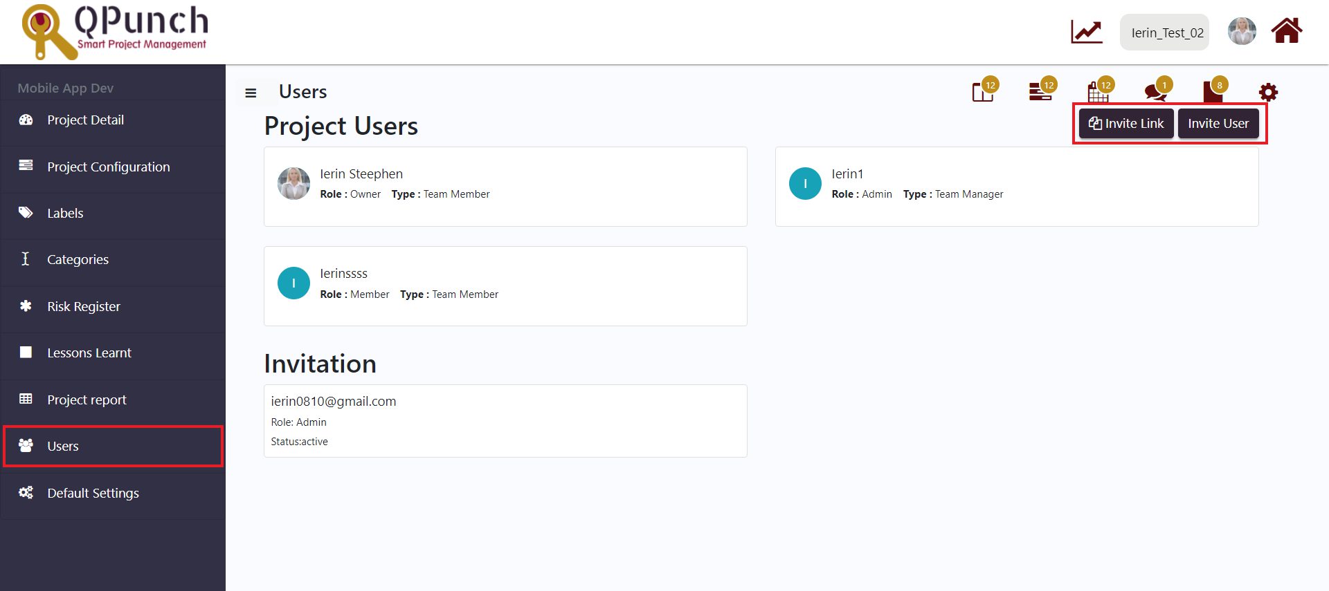 Project Role Settings - QPunch Project Management Software