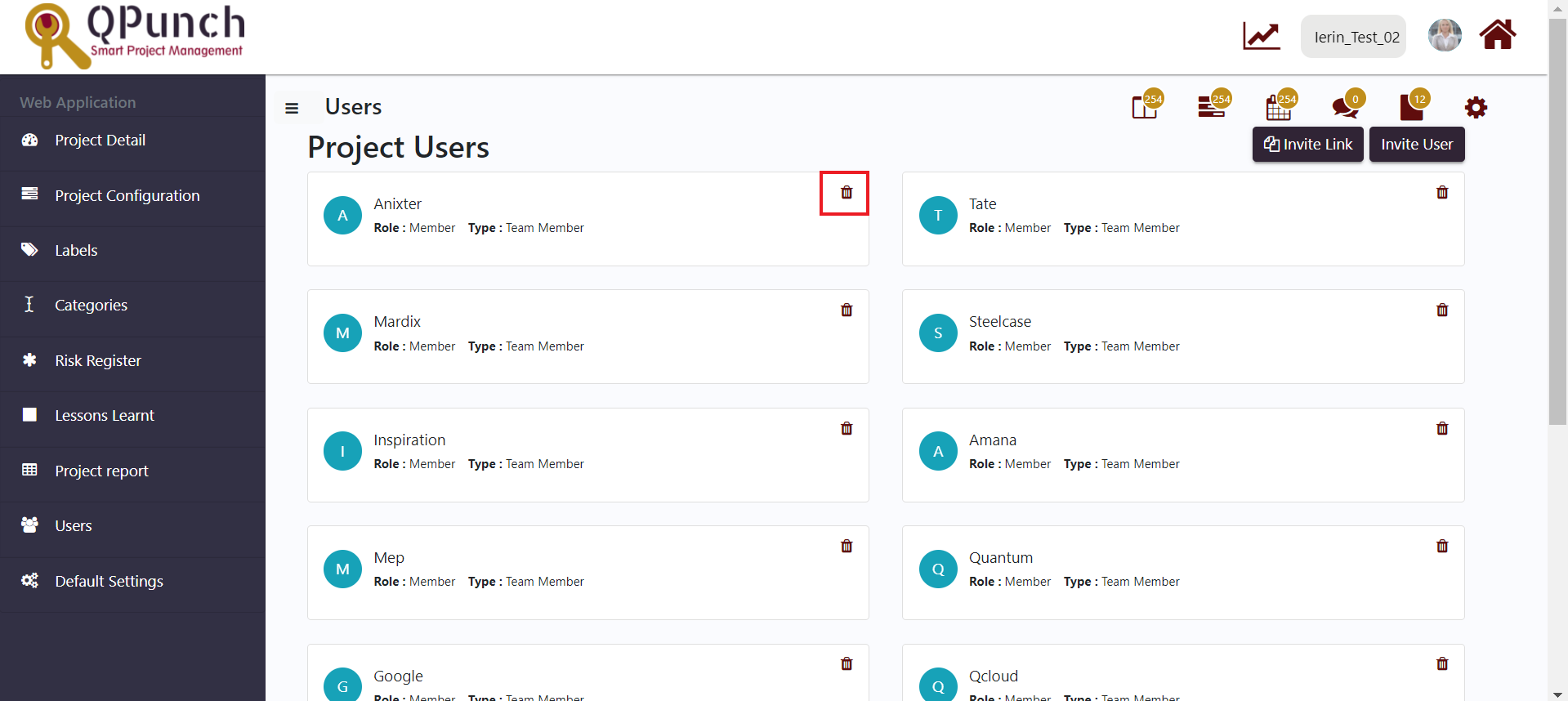Project Role Settings - QPunch Project Management Software